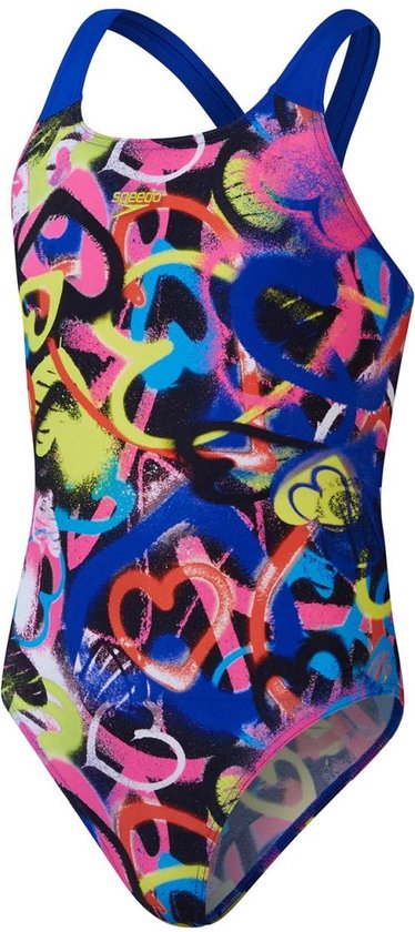 Speedo Girls Digital Allover Powerback True Cobalt, Flare Pink, Bolt ...