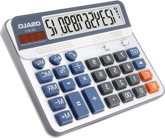 Rekenmachine grote 12-cijferige lcd-display op zonne-energie - OS-6815 - koop online | bol