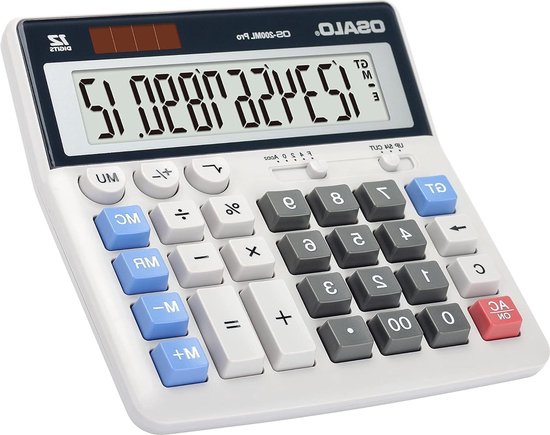 Rekenmachine grote toetsen - zeer groot display - 12 cijfers - bureaurekenmachine | bol