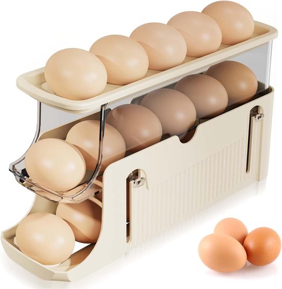 Eierhouder voor koelkast - 3 niveaus voor 17 eieren - ruimtebesparend ...