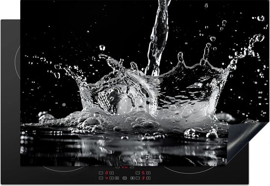 KitchenYeah® Inductie beschermer 74x48 cm - Water splash - Zwart - Wit ...