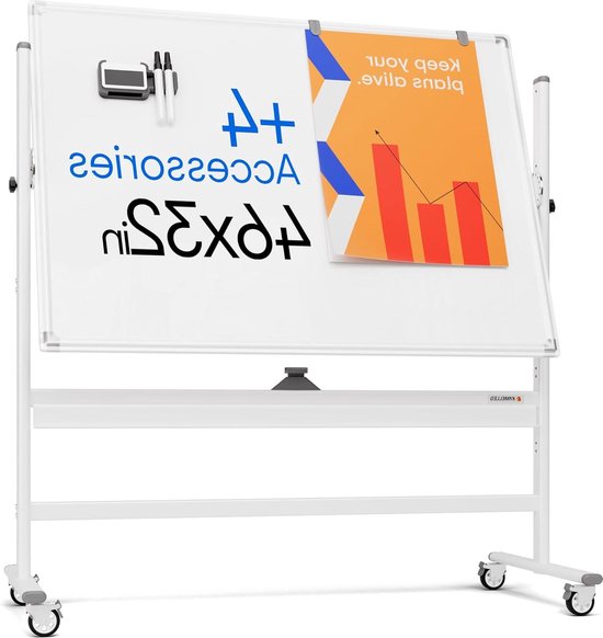 Whiteboard Large Rolling Magnetic - Portable Dry Erase Board with Stand ...