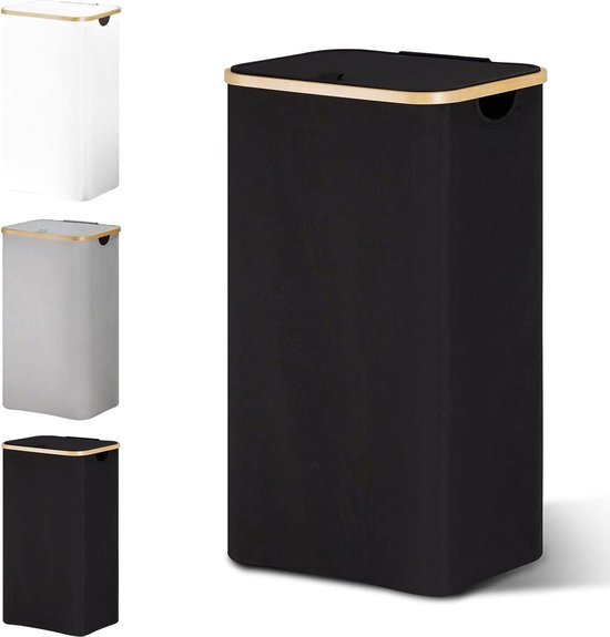 Wasmand met deksel - 85 liter - wasverzamelaar - smal - waszak - opvouwbare wasmand -... | bol