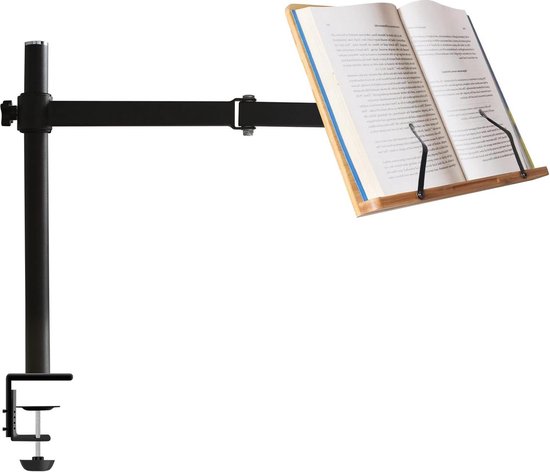 Hoogte verstelbare boekenstandaard bamboe leeshouder met klem - stevige ...