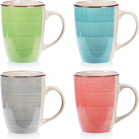 Mokken Keramiek 350 ml 4 stuks - Set - Bekers - Koffiebekers - Kopjes - Koffiemok | bol