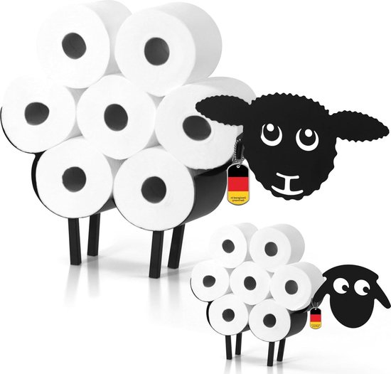 Toiletpapierhouder schaap - staand of wandmontage - metaal zwart - 2 ...