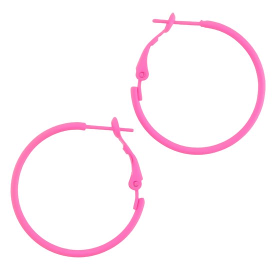 Behave - Oorbellen - Oorringen - Dames - Neon Roze - Trendy Statement ...