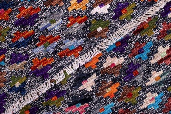 Kleurrijk Tapijt Laagpolig Handgeweven Wollen Vloerkleed - Koho Afghan ...