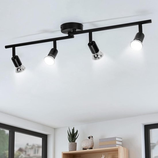 Moderne Plafondlamp Mat Zwart 4 Vlam LED Spotlight Zwenkbaar 4x5W GU10 ...
