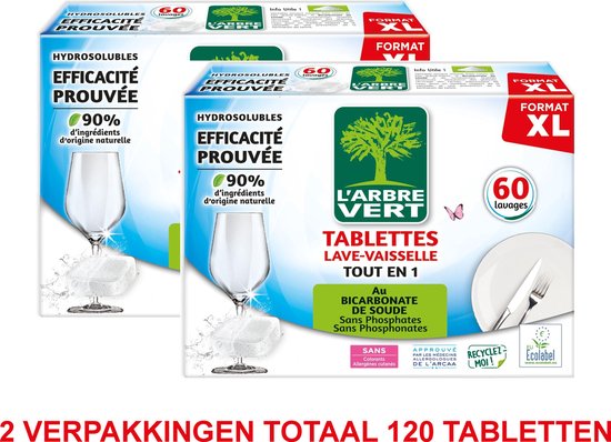 L'arbre vert Vaatwastabletten in water oplosbaar, 60 doses (verpakking ...