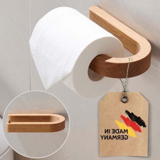 Toiletpapierhouder zonder boren van DEKAZIA - houten toiletrolhouder ...