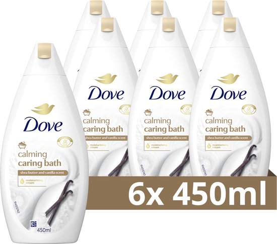 Dove Calming Caring Bath Badcrème - Sheaboter & Vanille - 6 x 450 ml | bol