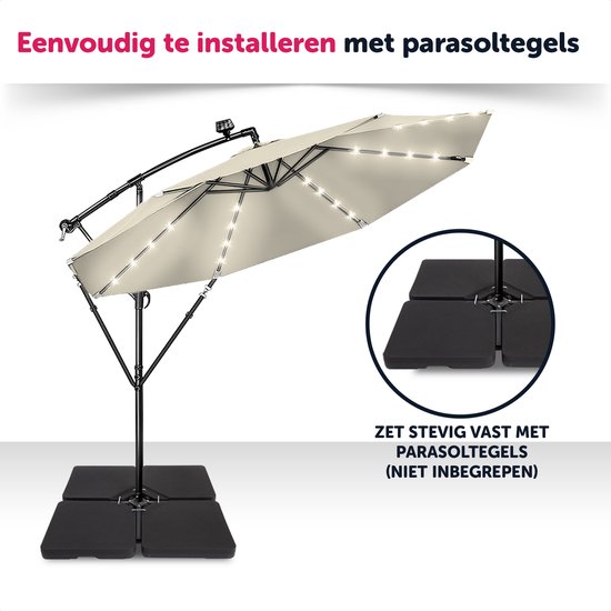 Parasol 300cm met Solar Led Verlichting - Parasols - Zweefparasol ...