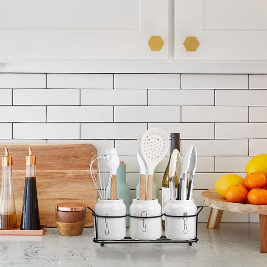 3-delige bestekbak keramisch - organizer keukentafel kast keuken - SUMNACON -... | bol