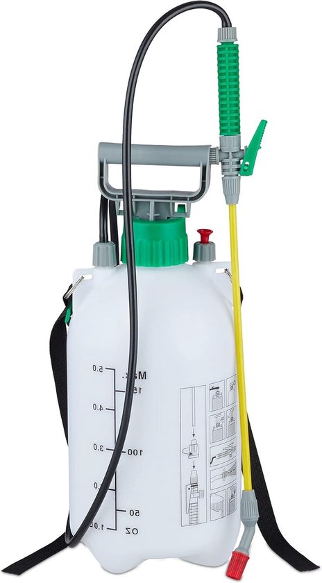 Drukspuit 5 liter plantenspuit met slang en lans - Universeel voor in ...
