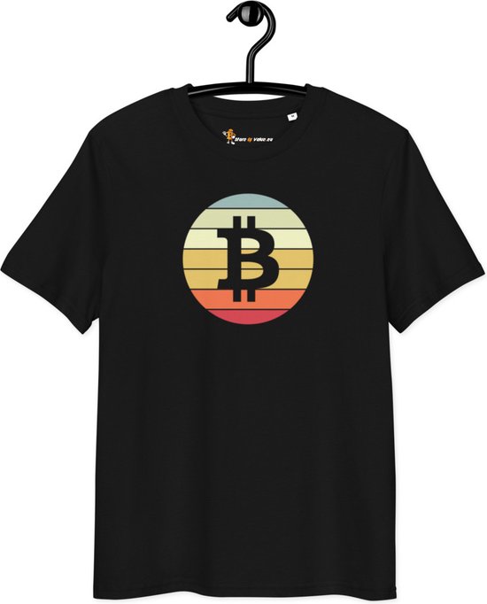 Retro Bitcoin T-shirt - Unisex - 100% Biologisch Katoen - Kleur Zwart ...