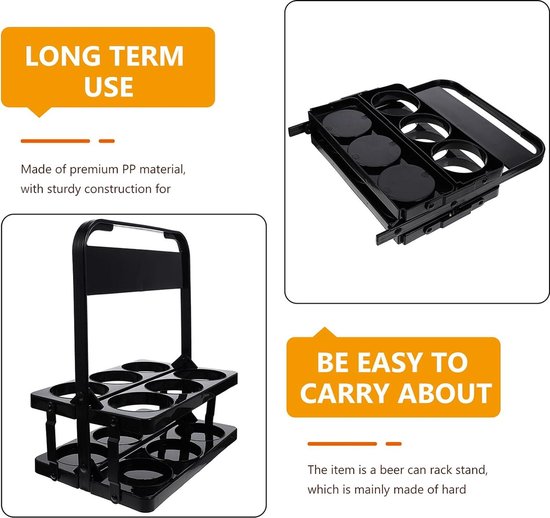 Opvouwbare flessendrager voor 6 flessen - kunststof - zwart - wijn ...