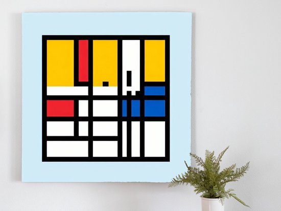 Pixel art mondriaan schilderij | Geometrische kleurenspel: Pixelated ...
