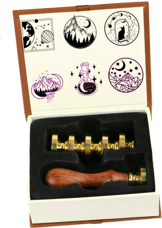 Wax Seal Stempel Set - Moon Star Mountain Zegellak Stempels - Inclusief ...