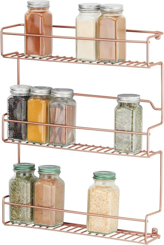 Kruidenrek voor keuken en voorraadkast - wandmodel zelfklevend - koper ...