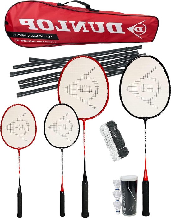Nanomax Pro Ti Family Badmintonset - met 2 volwassenen 2 junior rackets ...