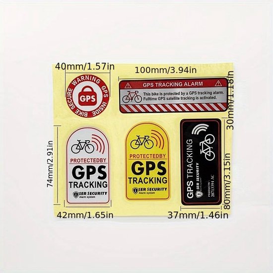 Fietsstickers / Anti diefstal stickers / GPS sticker / GPS tracking / 5 ...