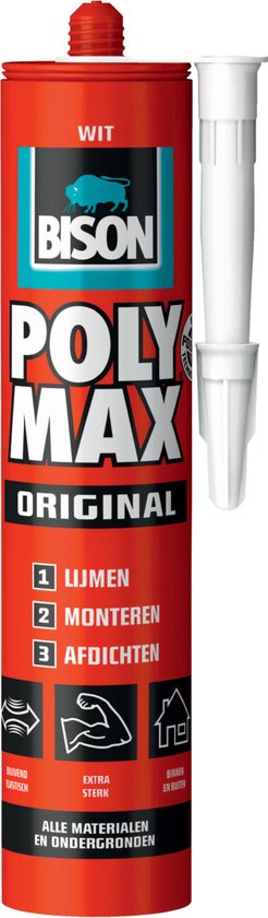 Bison Poly Max Original wit koker 425g, montagelijm, lijmen, monteren ...