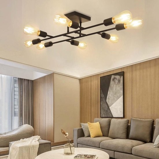 Moderne Metalen Hanglamp Zwart - Plafondlamp Woonkamer E27 Lamp Vintage ...