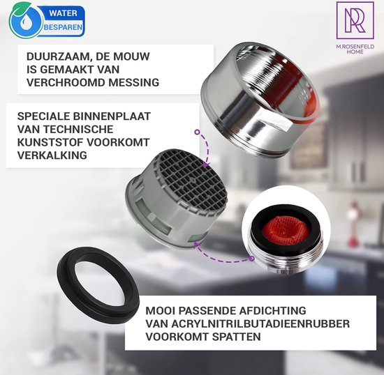4 stuks zeer waterbesparende perlator M24 wateropbrengst 5l/min ...