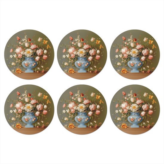 Onderzetters voor glazen - Rond - Neutral - Bloemen - Boeket - Vaas ...