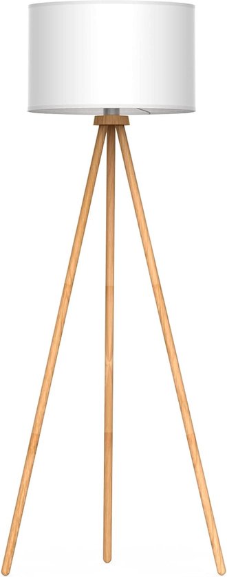 Vloerlamp Statief van Hout - Scandinavische stijl - 1 stuk - Wit - Hout ...