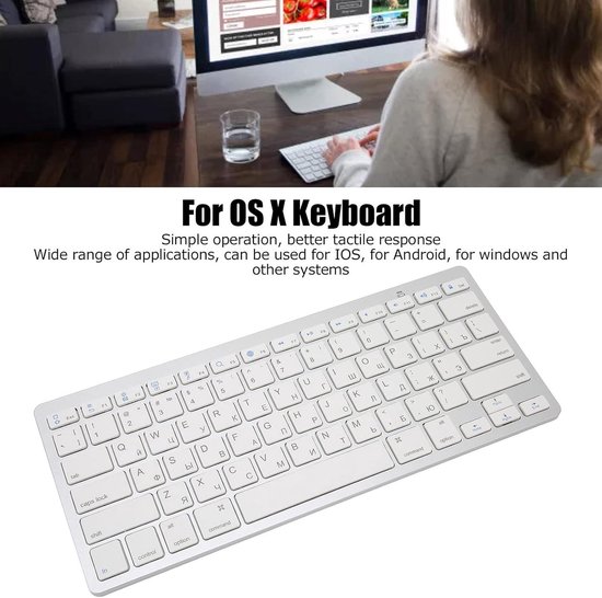 Ultradun Compact Draadloos Bluetooth-toetsenbord 78 Toetsen voor Laptop ...