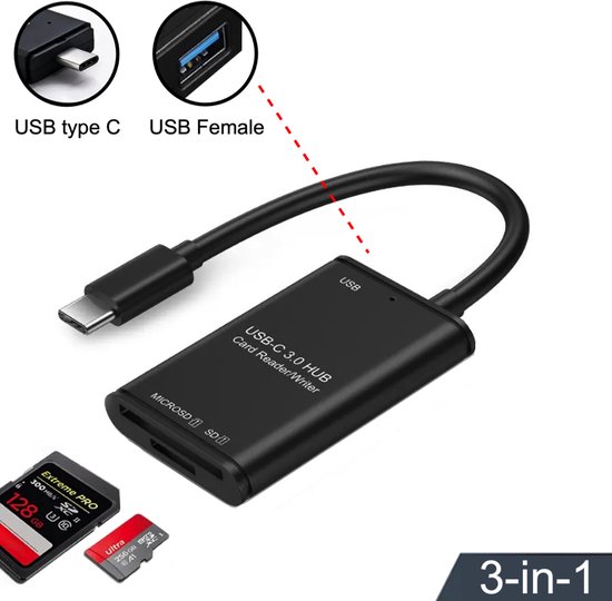 Femur 3-in-1 SD Kaartlezer voor Micro SD kaart - SD kaart - Geschikt ...