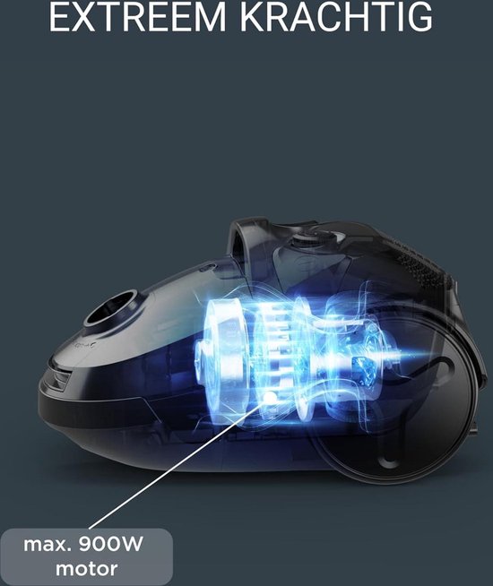 Compact Power stofzuiger met zak 900 W Max motor hoge filtratie lange ...