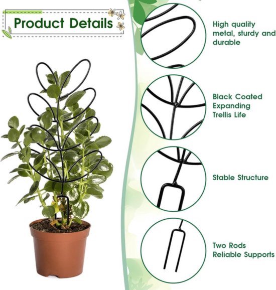 Potplanten plantenhekwerk - 2 stuks - tuin plantensteun - klein metalen ...