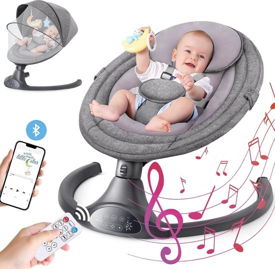 PolkaHome Elektrische wipstoel - Baby swing elektrisch - Elektrische ...