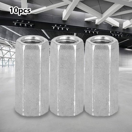 10 stuks koppelingsmoeren hex lange stang hulsmoeren - koolstofstaal ...