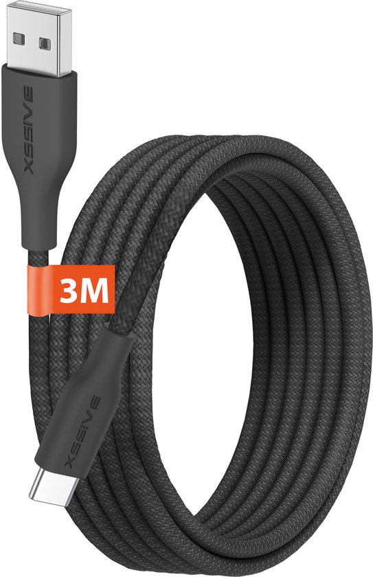 Lange USB-A naar USB-C Kabel 3 Meter - Quick Charge - Sterke USB naar ...