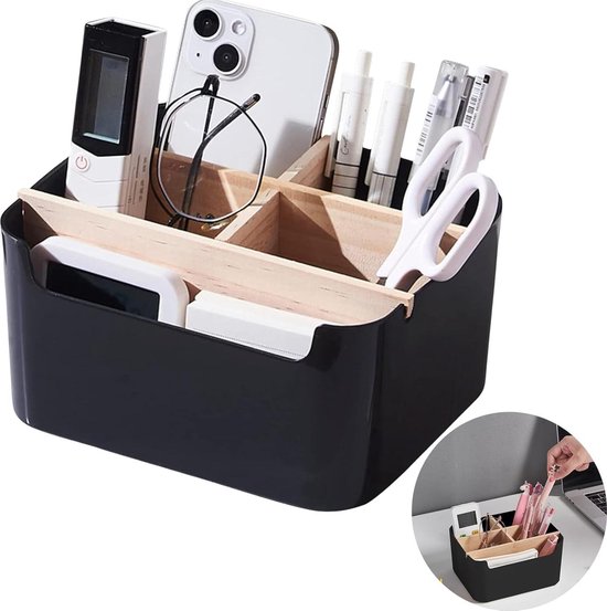 Houten bureau-pen-organizer met 5 vakken - multifunctionele opbergdoos ...