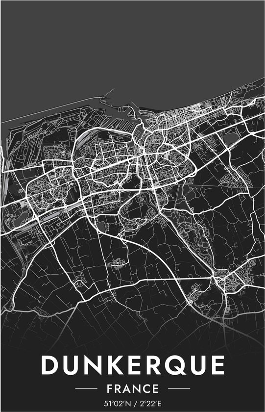Duinkerke Poster | Frankrijk Poster | Zwart Poster | Stad Poster ...