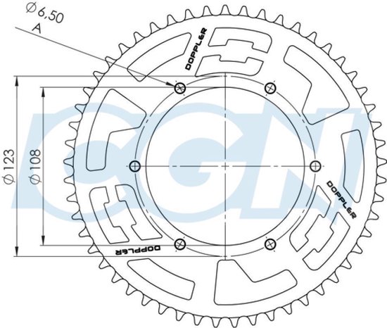 Doppler tandwiel voor Derbi 50 Senda R 2004-2011 53 tanden steek 420 ...