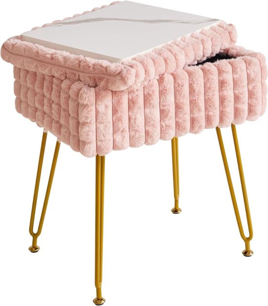 White-label® Make up Stoel - Kaptafel Kruk - Visagie - Roze | bol