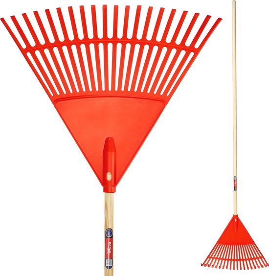 Brede Hark voor Grond en Bladeren - Tuinbezem met Lange Houten Steel ...