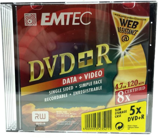 Emtec Premium Digital Video Quality DVD+R 120 min 4.7 GB 5-pack | bol