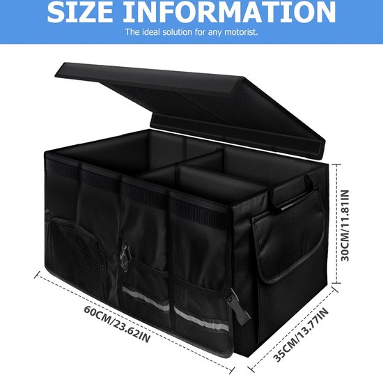 Kofferbakorganizer opbergbox auto: opvouwbare kofferbaktas met deksel ...