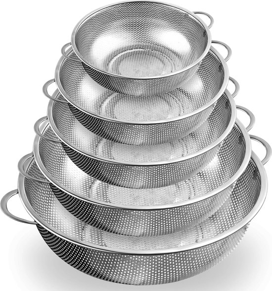 Set van 5 RVS Keukensieben Voor Snelle Afwatering en Veelzijdig Gebruik ...