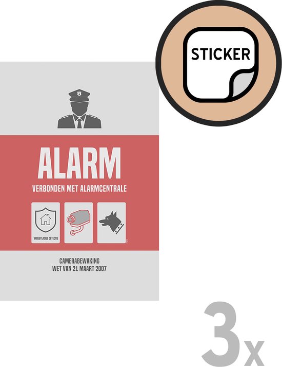 Pictogram/ stickers (transparant) (3x) | "Alarm - Verbonden met ...