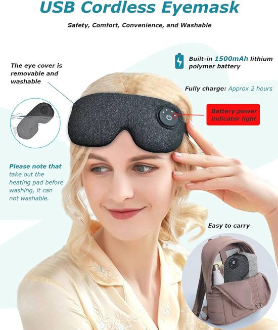 Masque oculaire chauffant sans fil pour soulager la sécheresse oculaire ...