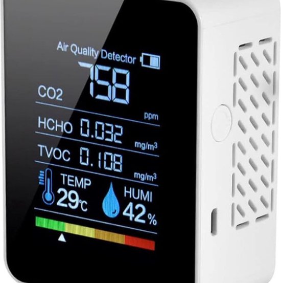 CO₂ Meter - Luchtkwaliteitsmeter - Meet CO₂, Temperatuur en Vochtigheid - LCD Display... | bol