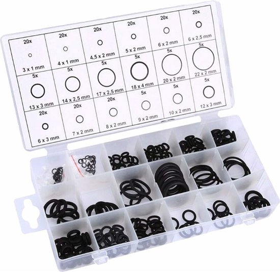 O-ringen rubberen ringen - 225 stuks - 18 maten - 6x2mm - met ...